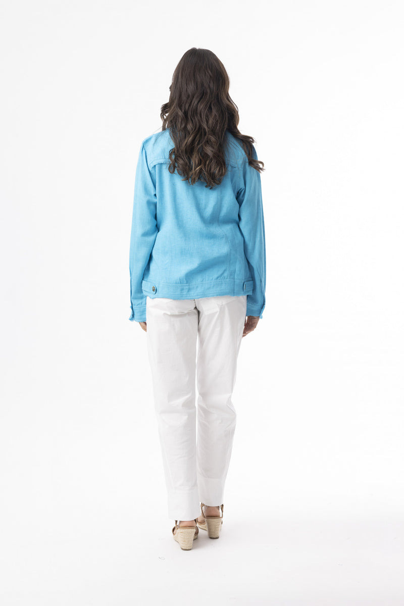 Orientique Linen Essentials Jacket | Aqua – Burton's Clothing Co.