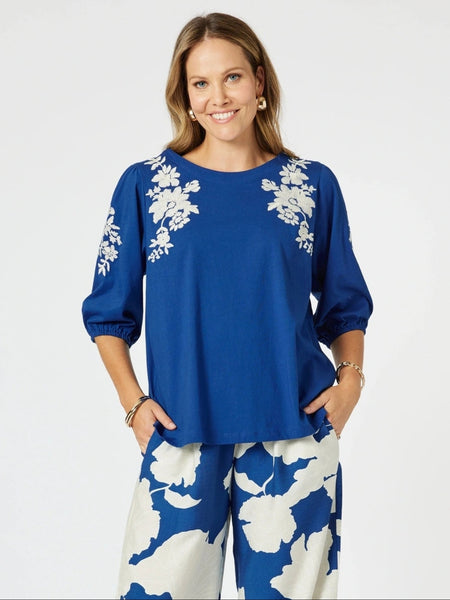 CLARITY JILL EMBROIDERY TEE | 47849 BLUE – Burton's Clothing Co.
