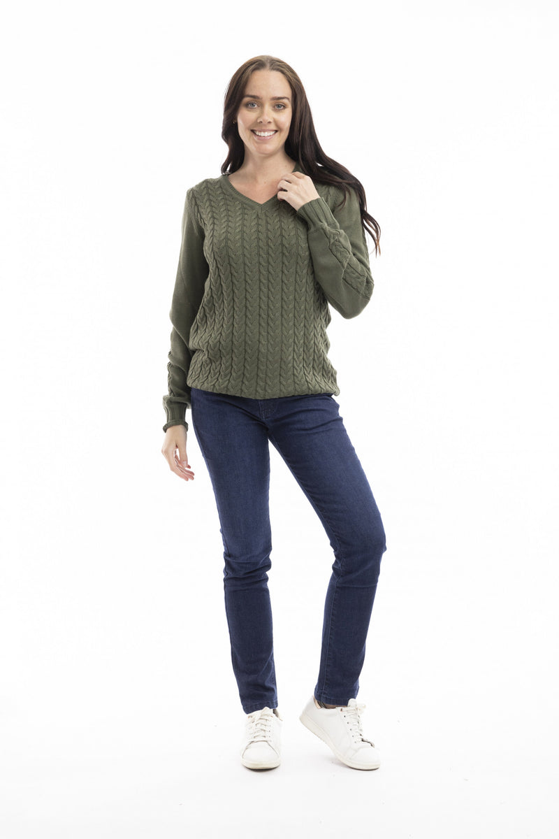 Orientique KNIT V-NECK CABLE JUMPER – Burton's Clothing Co.