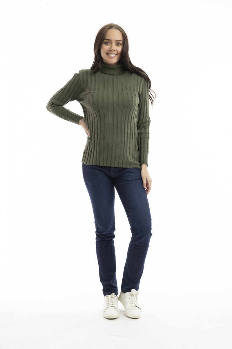 Orientique KNIT TURTLE NECK RIB TOP – Burton's Clothing Co.