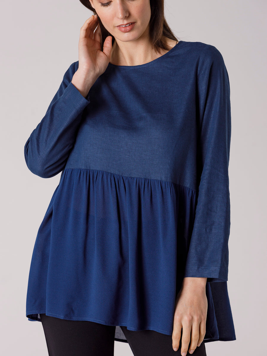 Peplum Top | Prussian Blue – Burton's Clothing Co.