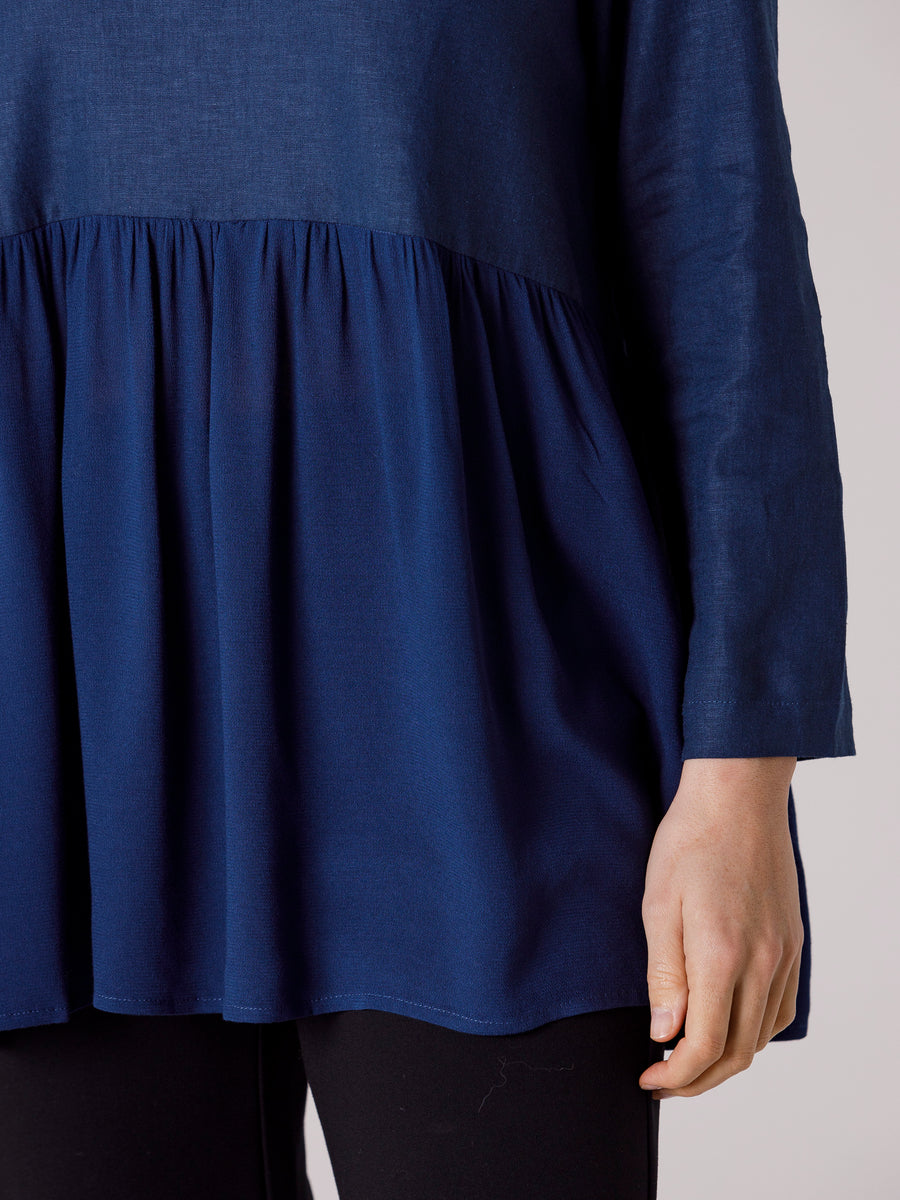 Peplum Top | Prussian Blue – Burton's Clothing Co.