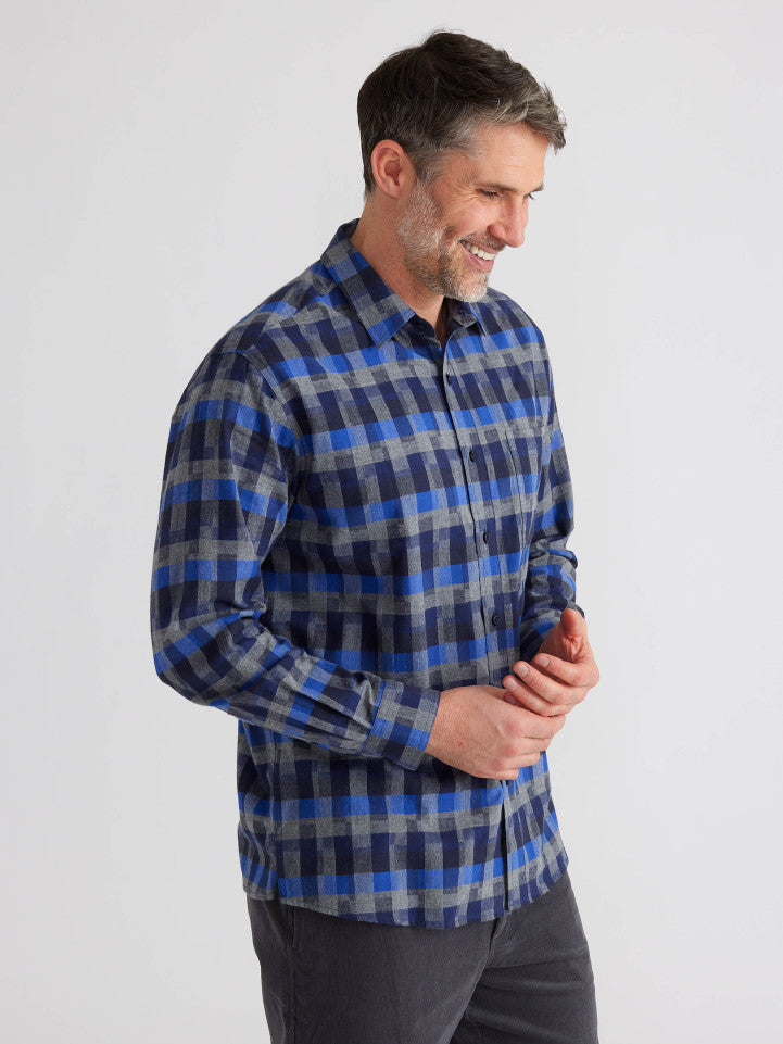 Benny Cotton Brush Shirt | Galactic Cobalt – Burton's Clothing Co.
